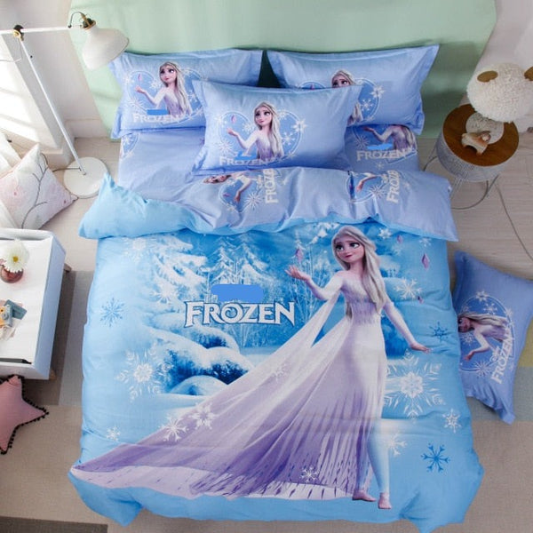 100% Cotton Amazing Blue Elsa Princess Duvet Bedding Set Twin Full-Que ...